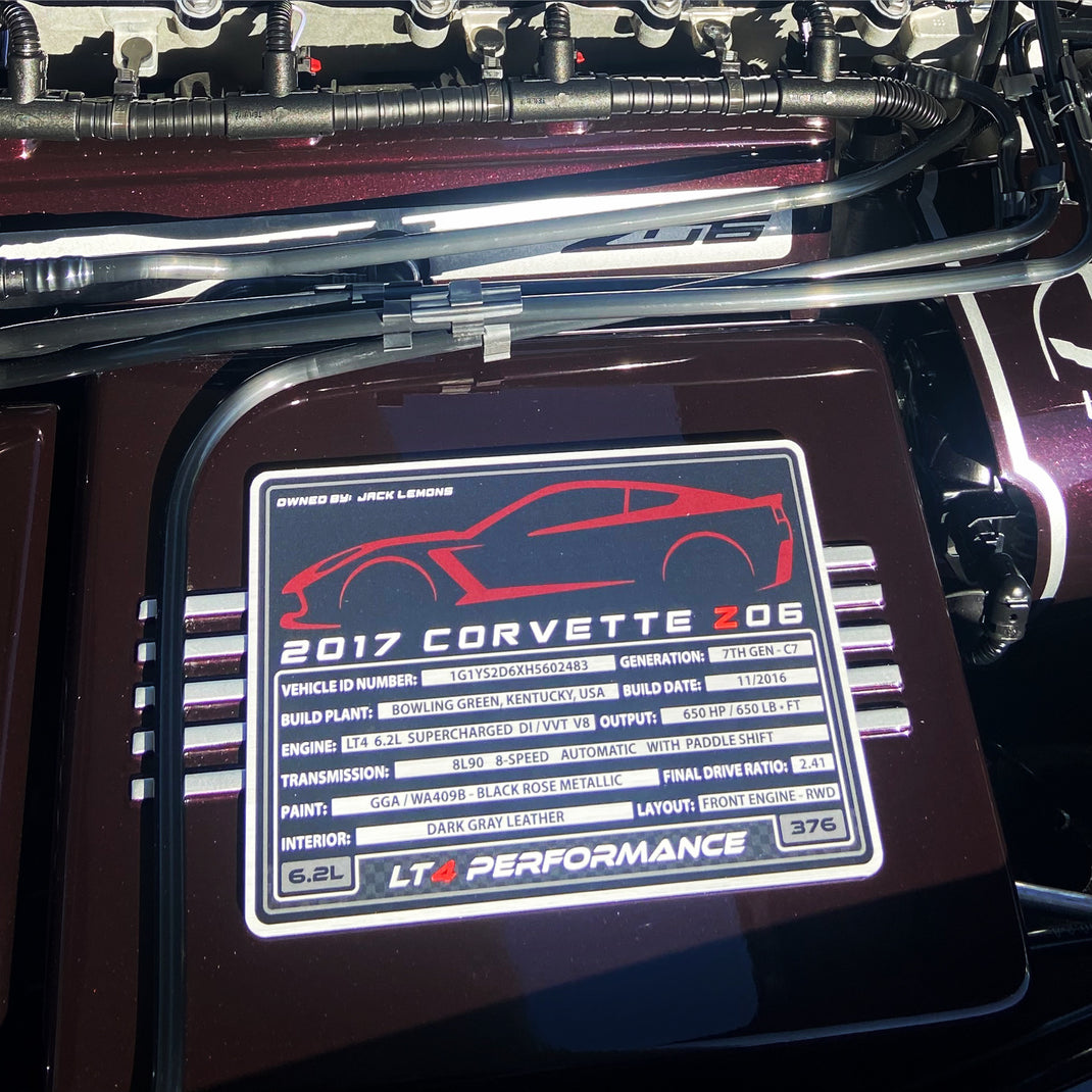 2019 CHEVROLET CORVETTE GRAND SPORT Engine Bay Build Plaque – Pixel ...